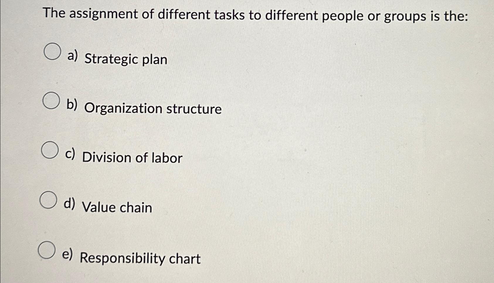 Solved The assignment of different tasks to different people | Chegg.com