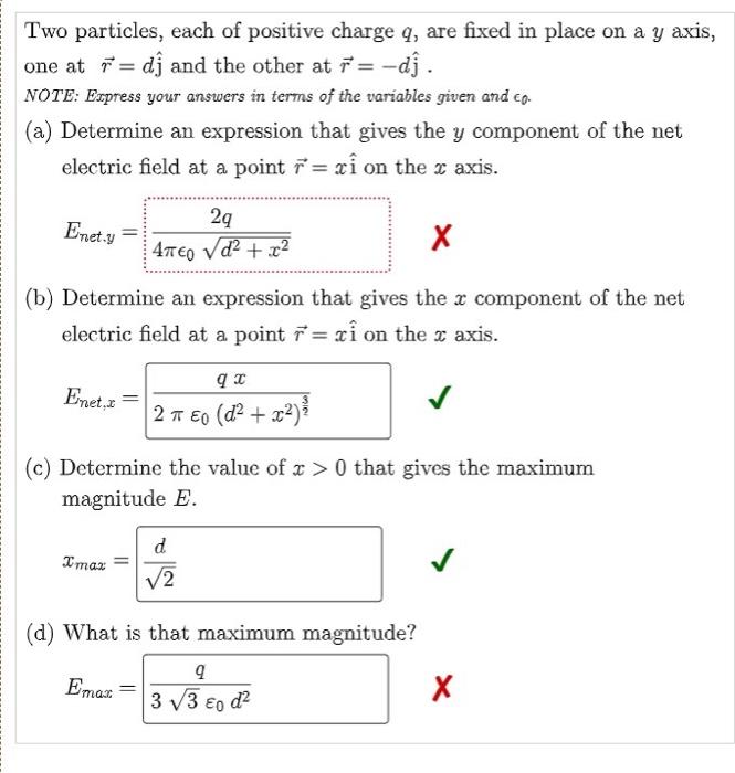 Solved Two particles, each of positive charge q, are fixed | Chegg.com
