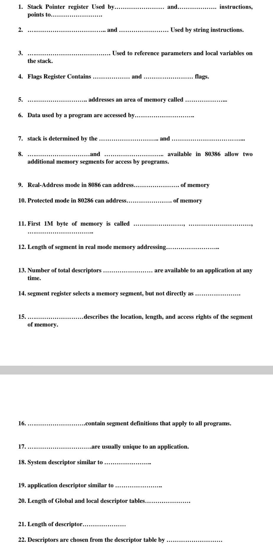 Solved and............. 1. Stack Pointer register Used by... | Chegg.com