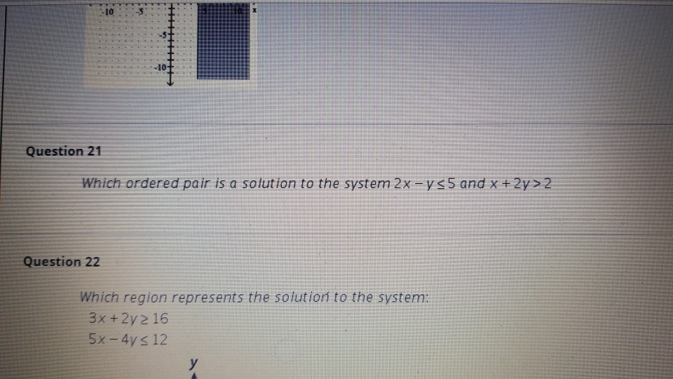 Solved -10 Question 21 Which ordered pair is a solution to | Chegg.com