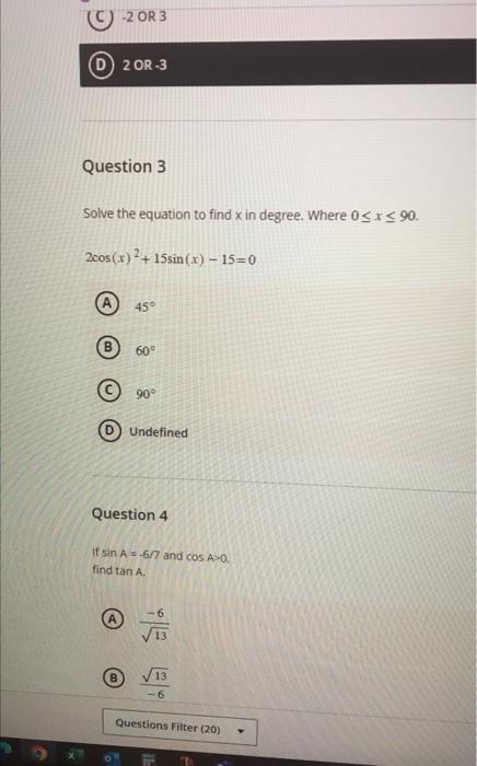 Solved Find θ in degrees for 0∘