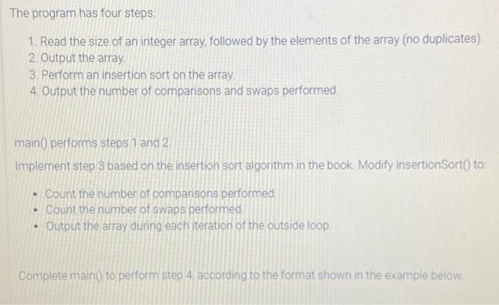 Solved The program has four steps: 1. Read the size of an | Chegg.com