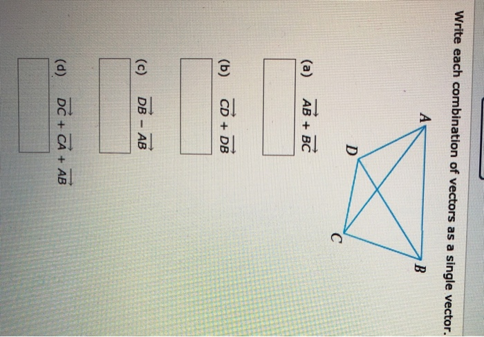 Solved Write each combination of vectors as a single vector. | Chegg.com