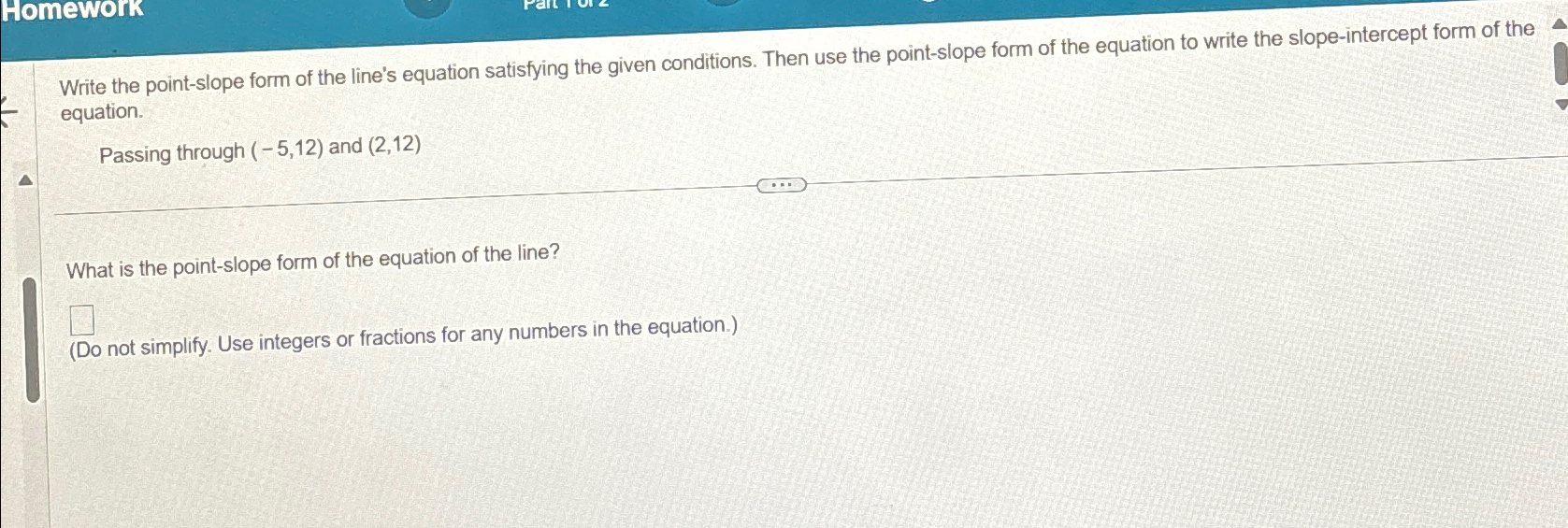 Solved Write the point-slope form of the line's equation | Chegg.com
