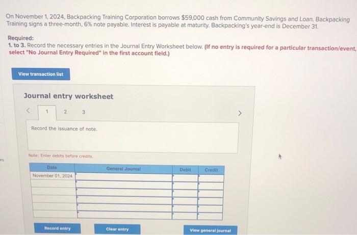 Solved On November 1, 2024, Backpacking Training Corporation | Chegg.com