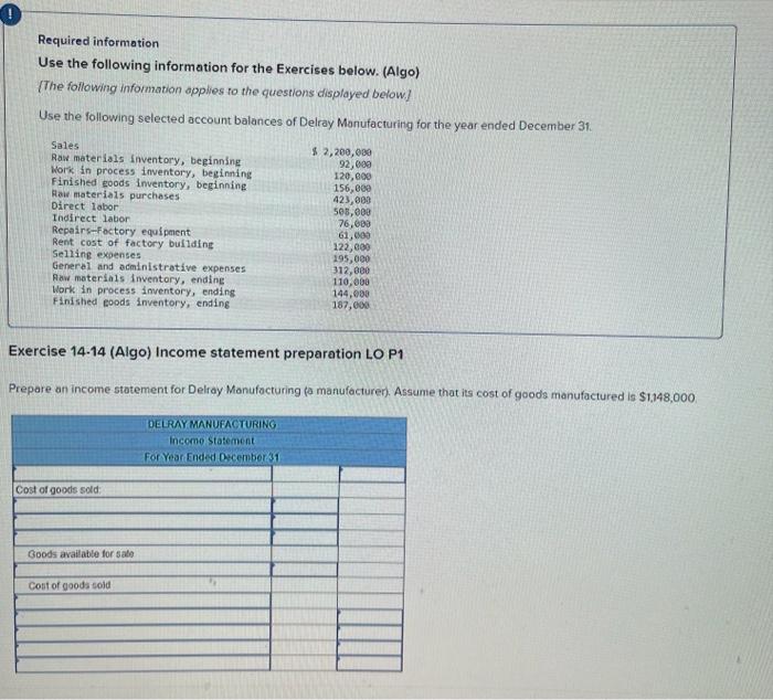 Solved Required informetion Use the following information | Chegg.com