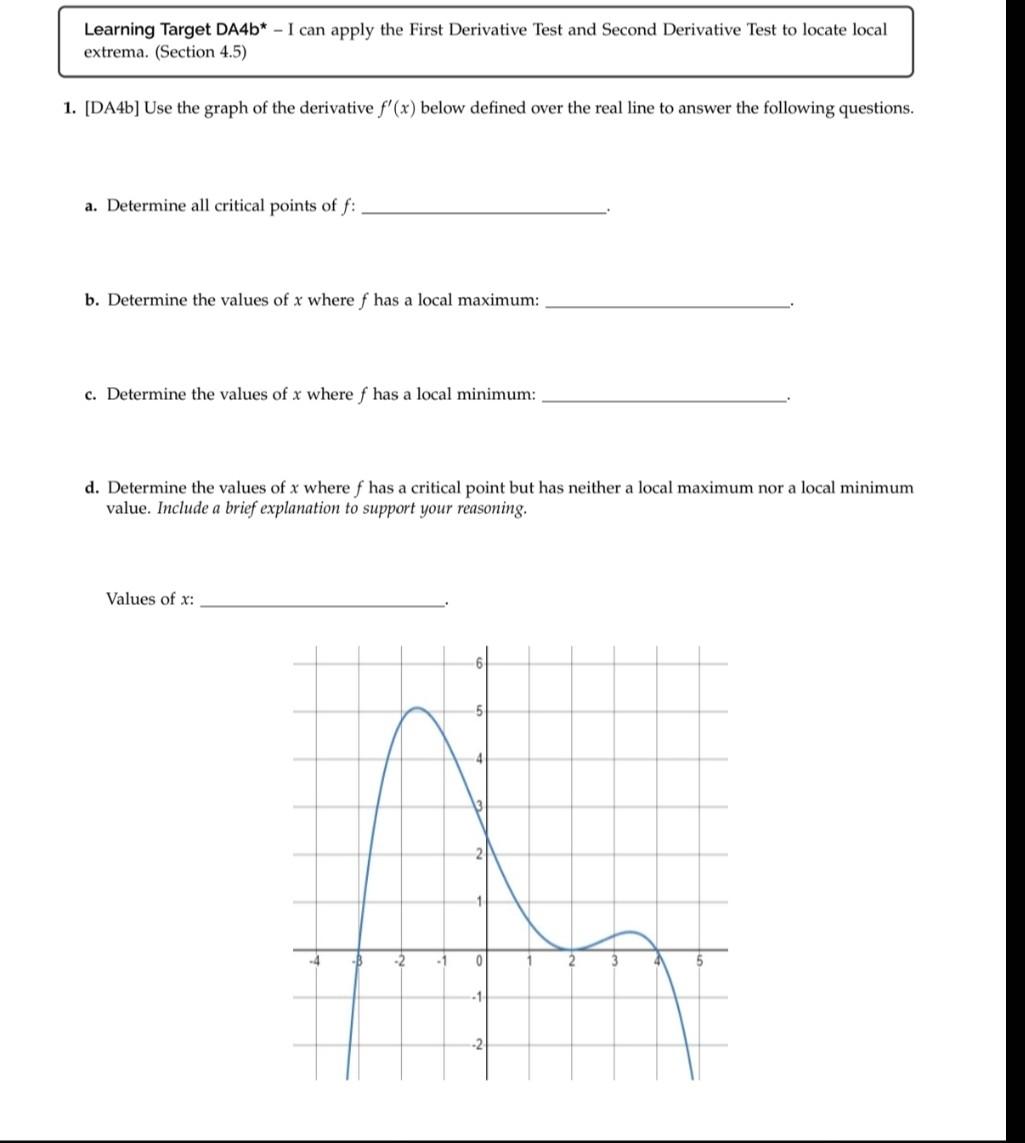 Solved Learning Target DA4b* − I can apply the First | Chegg.com