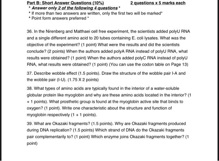 Solved Part B: Short Answer Questions (10\%) 2 questions ×5 | Chegg.com Solved Part B: Short Answer Questions (10\%) 2 questions ×5 | Chegg.com