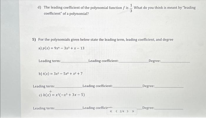 Solved 1.5 Introduction to Polynomial Functions By adding | Chegg.com