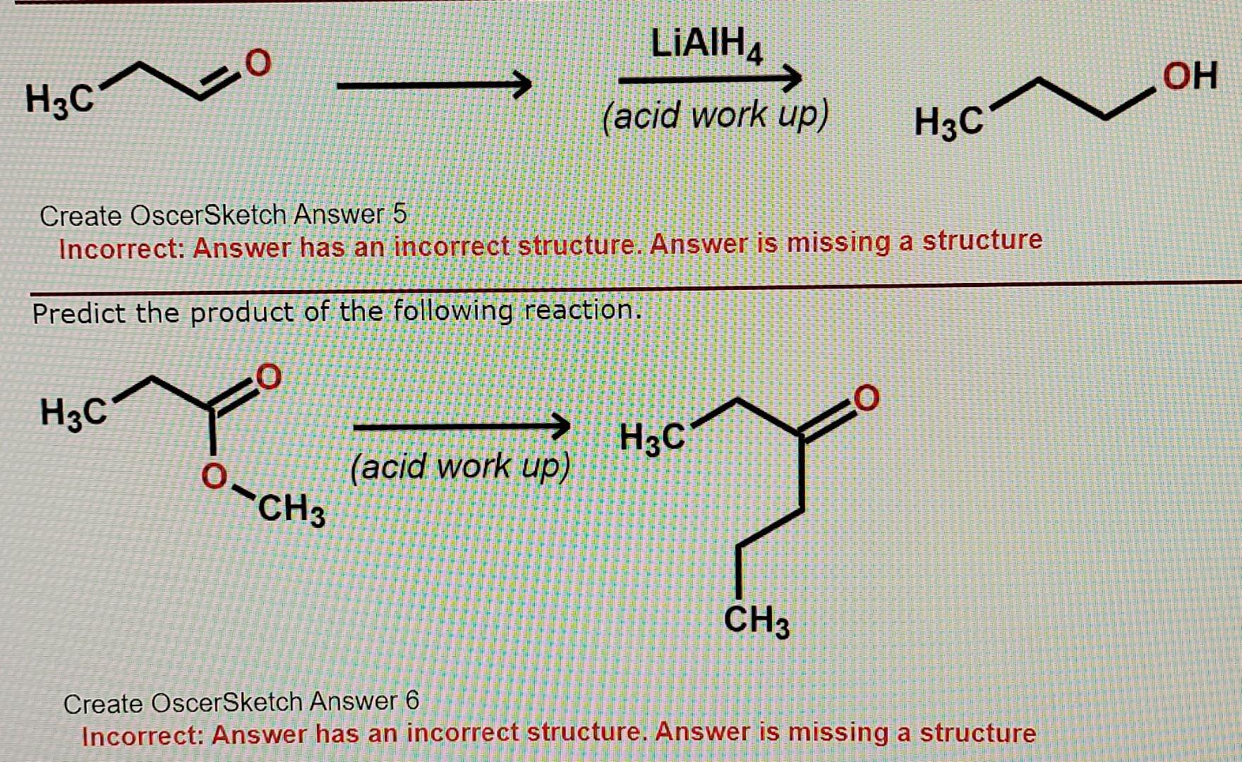 Solved LIAIH4 O OH H3C (acid work up) H3C Create OscerSketch | Chegg.com