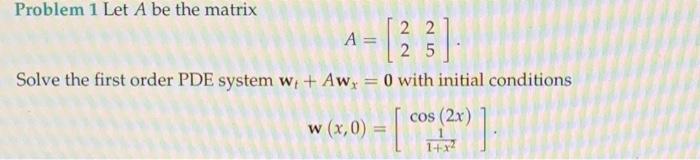 Solved Problem 1 Let A be the matrix A=[2225] Solve the | Chegg.com