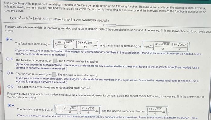 Solved Use a graphing utility together with analytical | Chegg.com