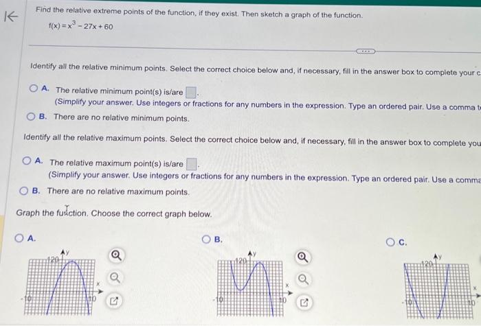 Solved Find the relative extreme points of the function, if | Chegg.com