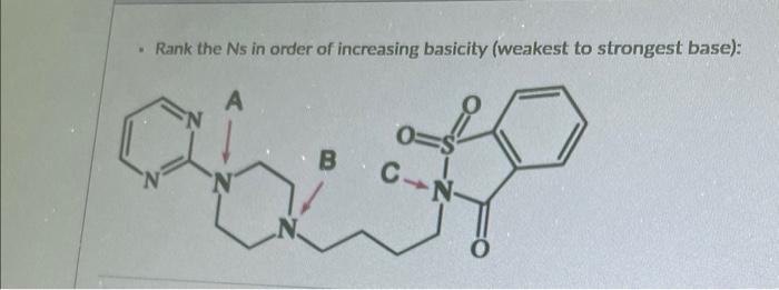 Solved Rank the Ns in order of increasing basicity (weakest | Chegg.com