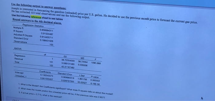 Solved Use the following output to answer questions: Joseph | Chegg.com