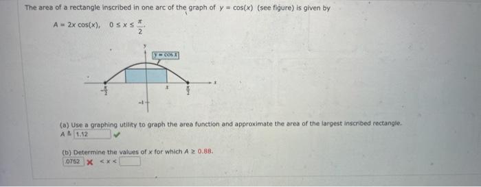 Solved The area of a rectangle inscribed in one arc of the | Chegg.com