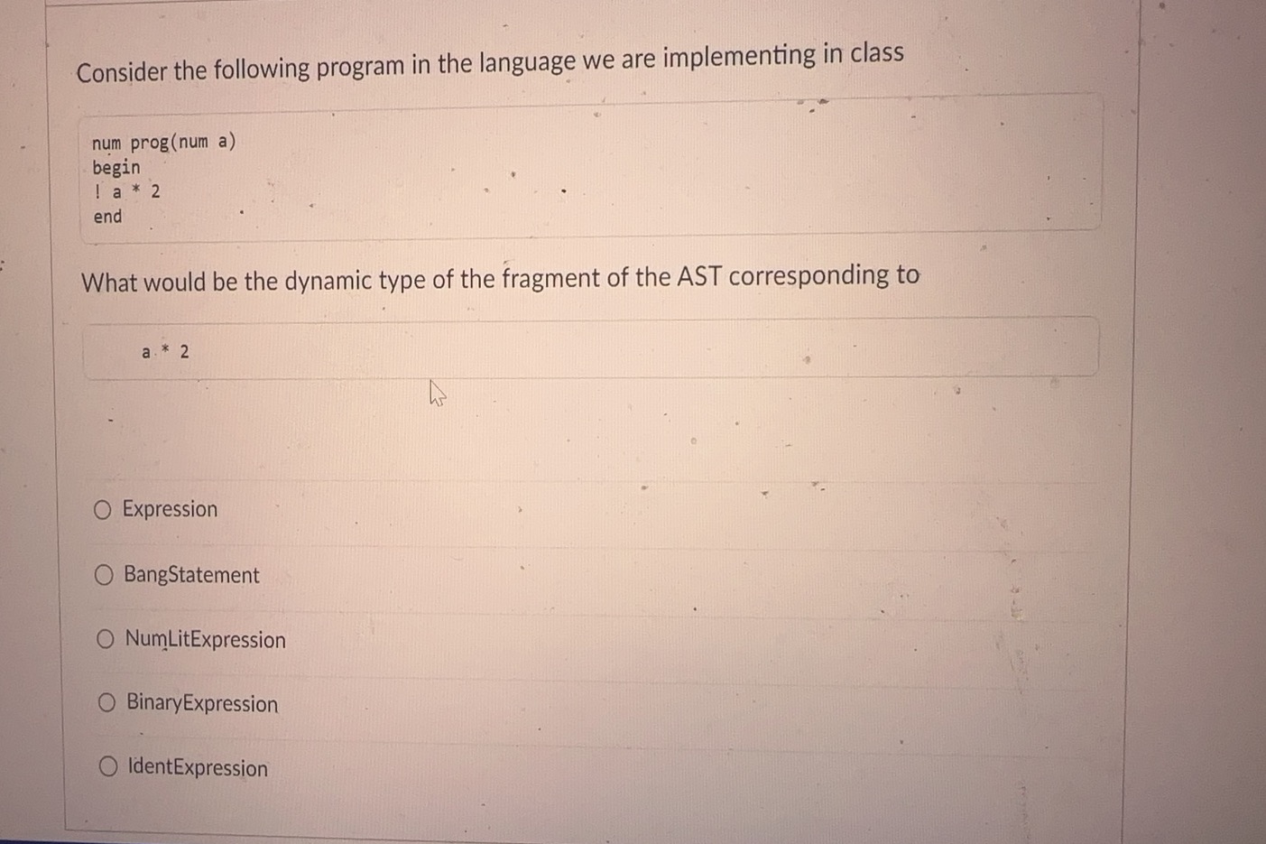 Solved Consider the following program in the language we are | Chegg.com