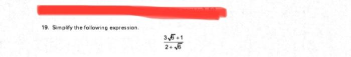 Solved 19. Simplify the following expres sion. 2+535+1 | Chegg.com