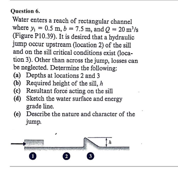 Solved Water enters a reach of rectangular channel where | Chegg.com