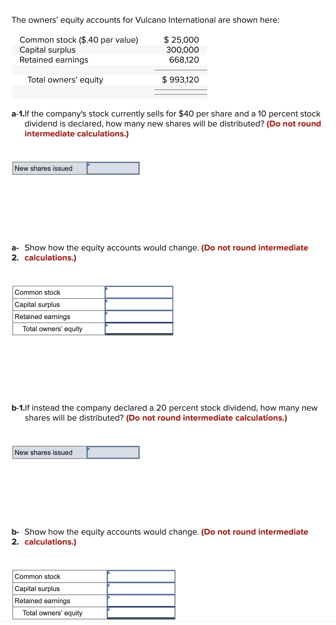 Solved The owners' equity accounts for Vulcano International | Chegg.com