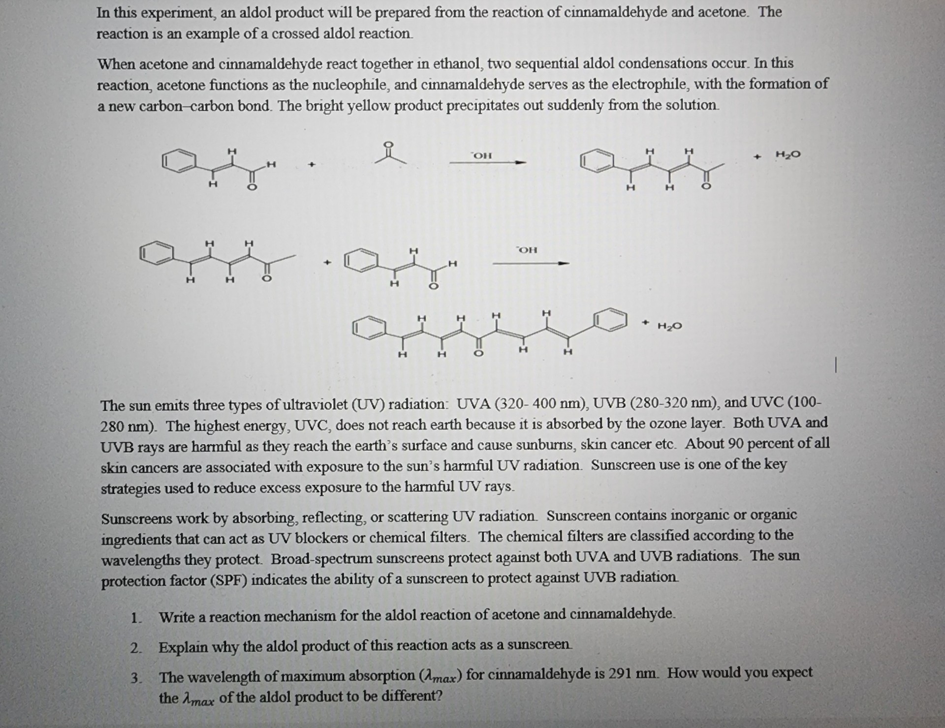 Solved In this experiment, an aldol product will be prepared | Chegg.com