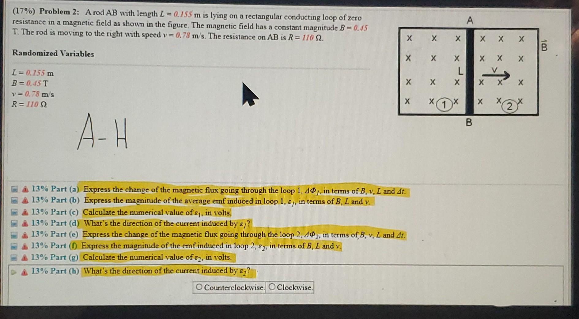 Solved (17\%) Problem 2: A rod AB with length L=0.155 m is | Chegg.com