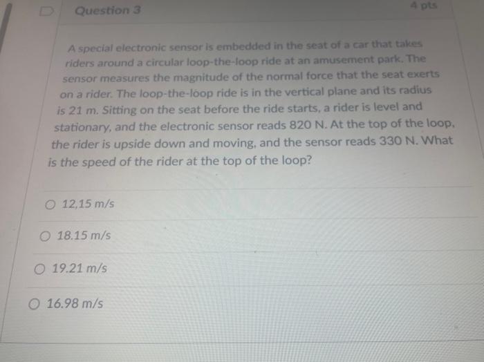 Solved A special electronic sensor is embedded in the seat | Chegg.com