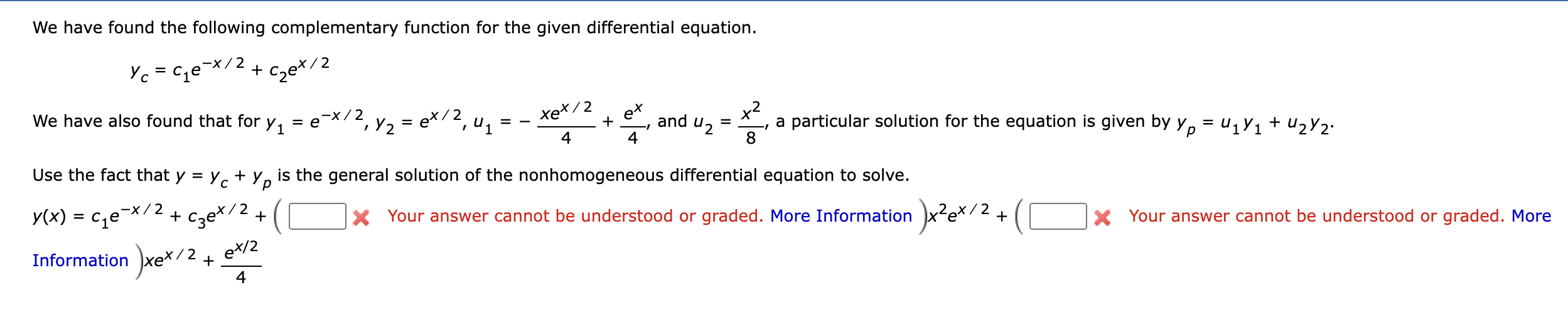 Solved We have found the following complementary function | Chegg.com
