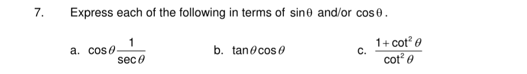 Solved Express each of the following in terms of sinθ | Chegg.com