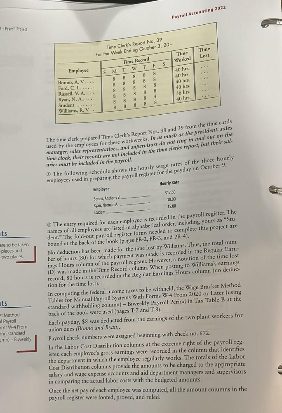 Solved 2. In completing the time record columns of the | Chegg.com