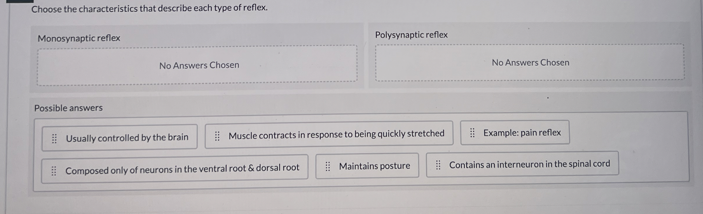 Solved Choose the characteristics that describe each type of | Chegg.com
