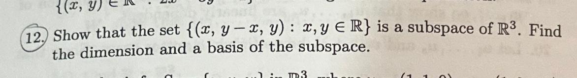 Solved Show that the set is a subspace of R3. ﻿Find the | Chegg.com