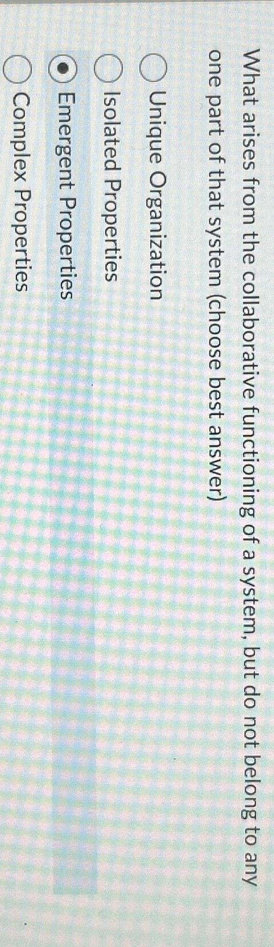 Solved What arises from the collaborative functioning of a | Chegg.com