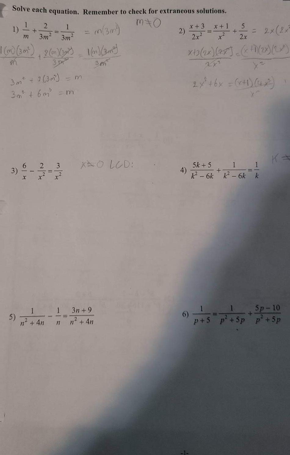 Solved Solve each equation. Remember to check for extraneous | Chegg.com