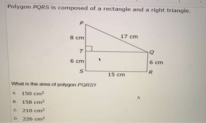 Solved Polygon PQRS is composed of a rectangle and a right | Chegg.com