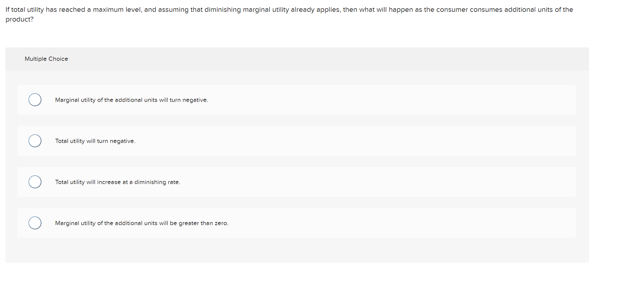 Solved product?Multiple ChoiceMarginal utility of the | Chegg.com