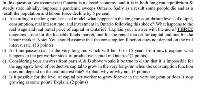 Solved In this question, we assume that Ontario is a closed | Chegg.com