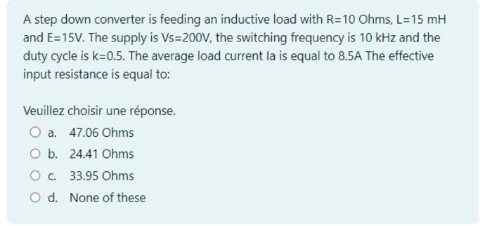 Solved A step down converter is feeding an inductive load | Chegg.com