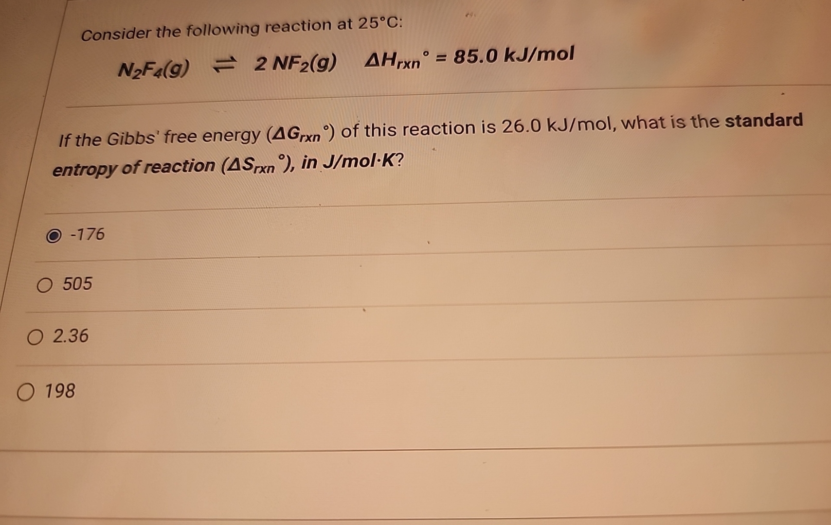 Solved Consider the following reaction at 25°C | Chegg.com