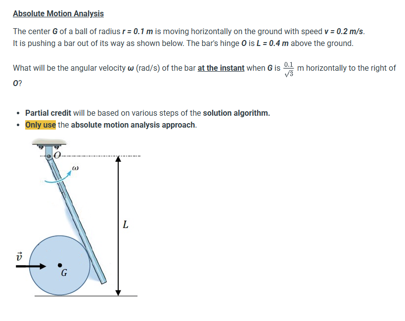 Absolute Motion Analysis The center G of a ball of | Chegg.com