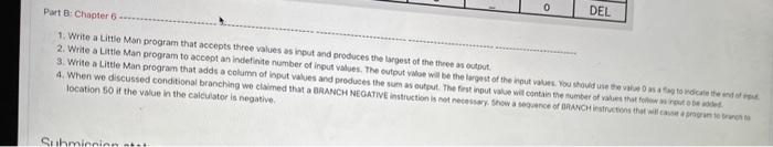 Solved Part B: Chapter 6 1. Write a Littie Man program that | Chegg.com
