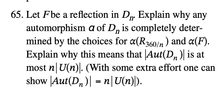 Solved 65 . ﻿Let F ﻿be a reflection in Dn. ﻿Explain why | Chegg.com