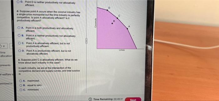 Solved OD Point Dis neither productively nor allocatively | Chegg.com