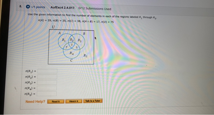 Solved 8. -/1 points AufExc4 2.4.017.0/12 Submissions Used | Chegg.com