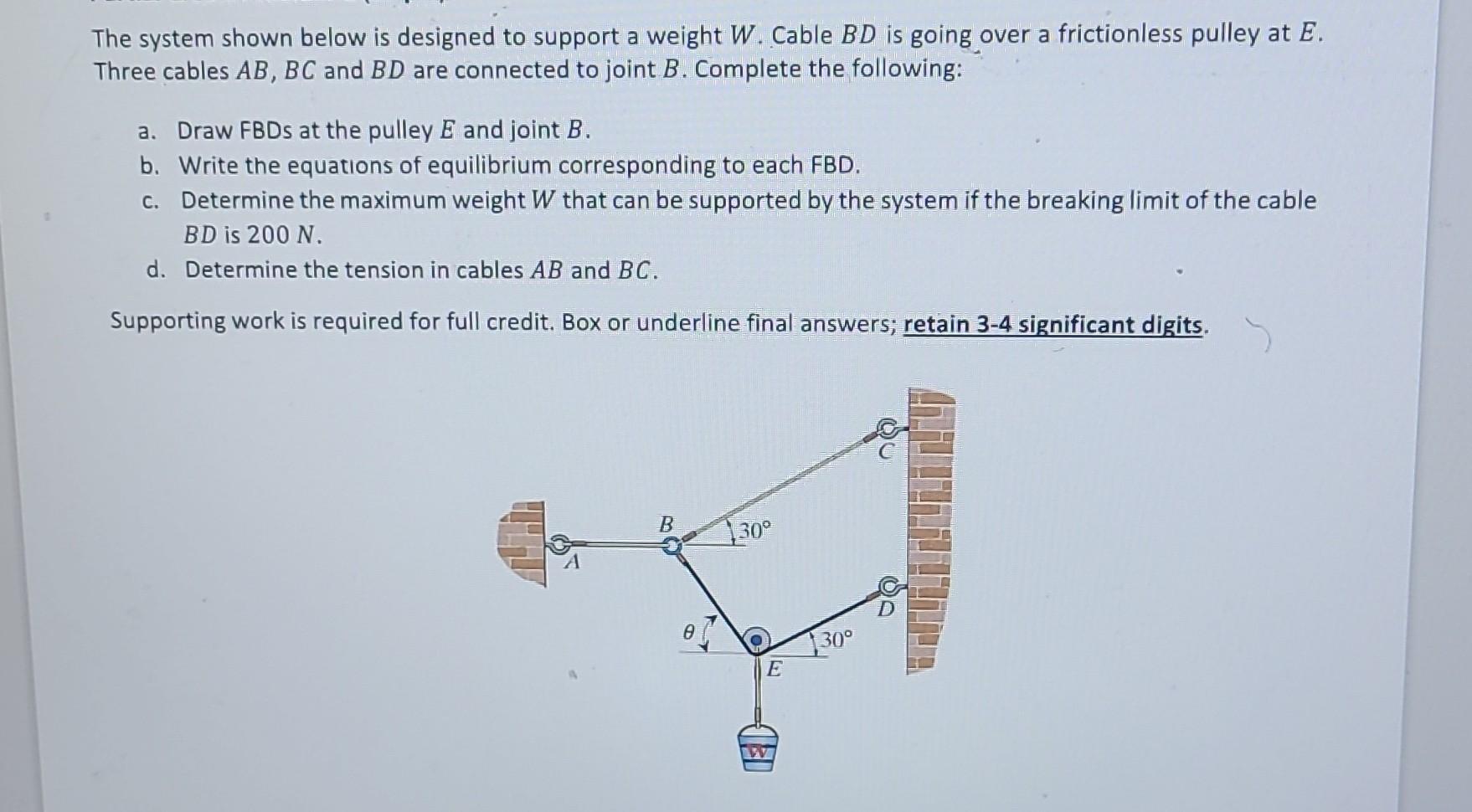 Solved The system shown below is designed to support a | Chegg.com