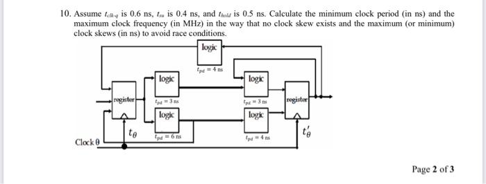Solved Maximum Clock Frequency In Mhz In The Way That No 