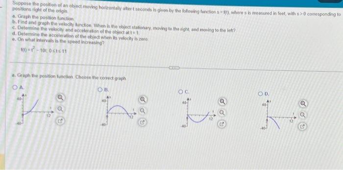 Solved Suppose the position of an object moving horizontally | Chegg.com