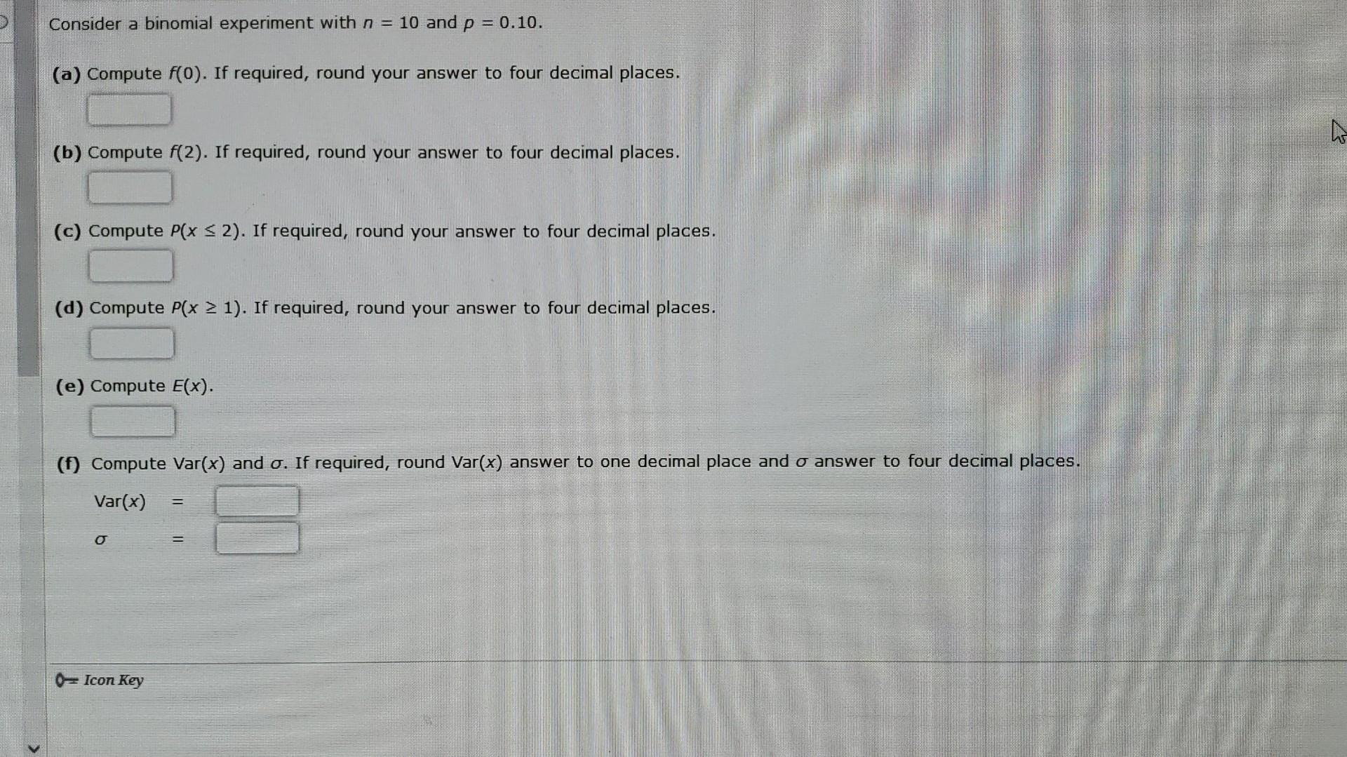 Solved Consider a binomial experiment with n=10 and p=0.10. | Chegg.com