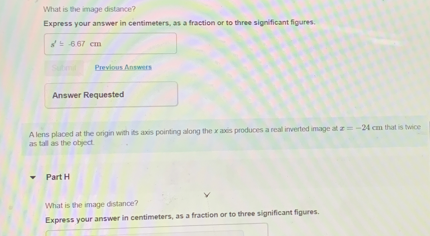 Solved What is the image distance?Express your answer in | Chegg.com