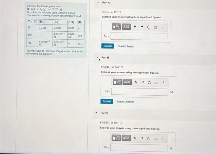 Solved Consider the following reaction: H₂ (g) + I₂ (g) = 2 | Chegg.com
